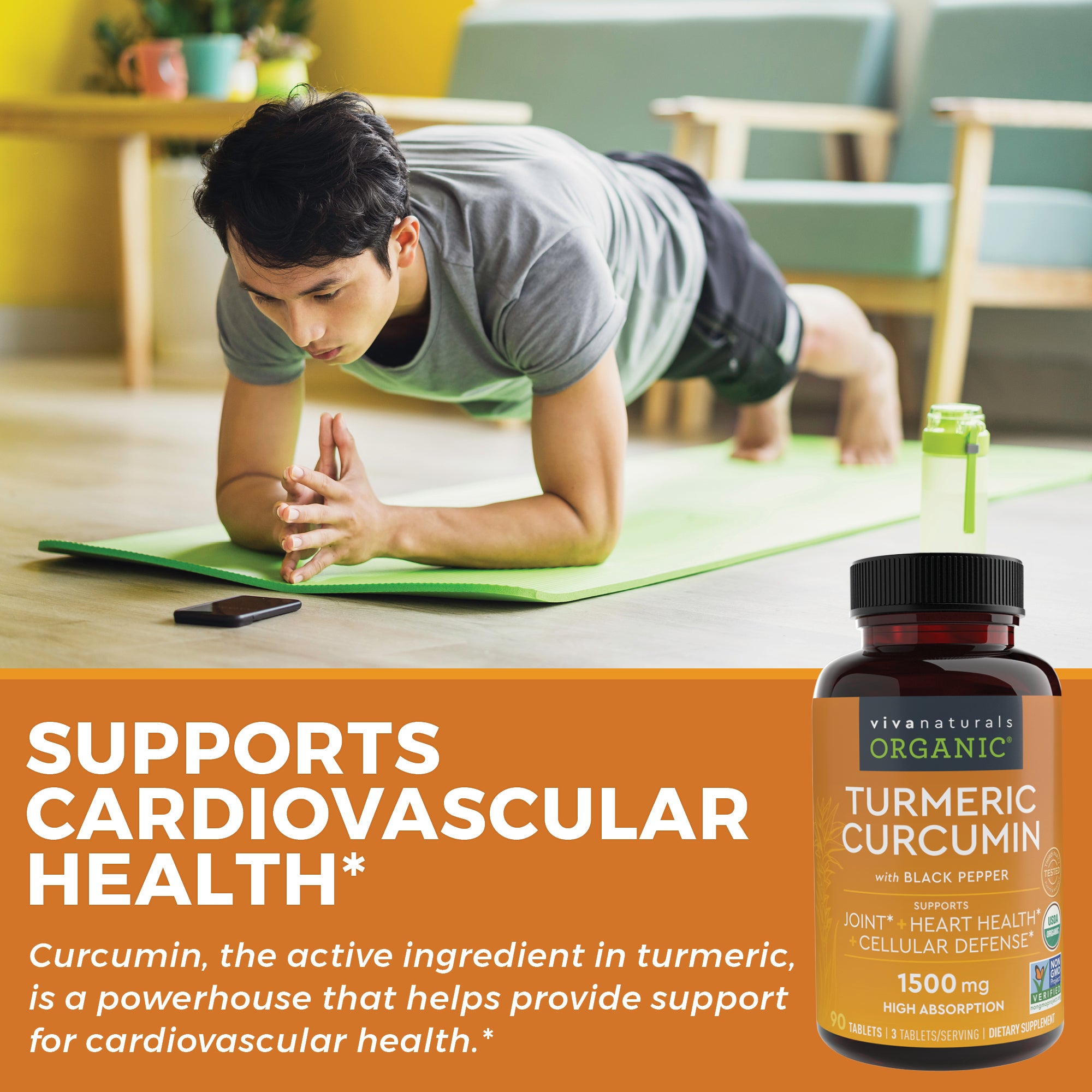 Organic Turmeric Curcumin Tablets – Healthy Joint Supplement* – Viva ...