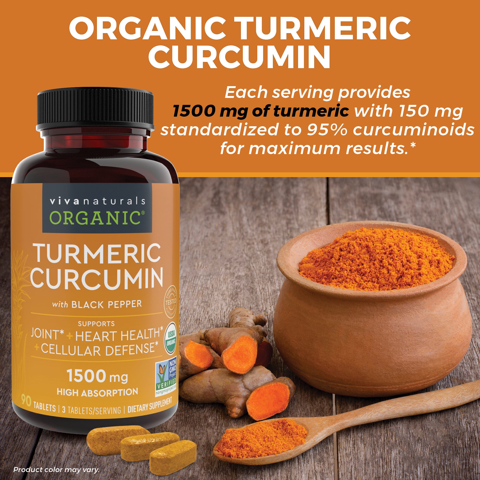 Organic Turmeric Curcumin Tablets – Healthy Joint Supplement* – Viva ...