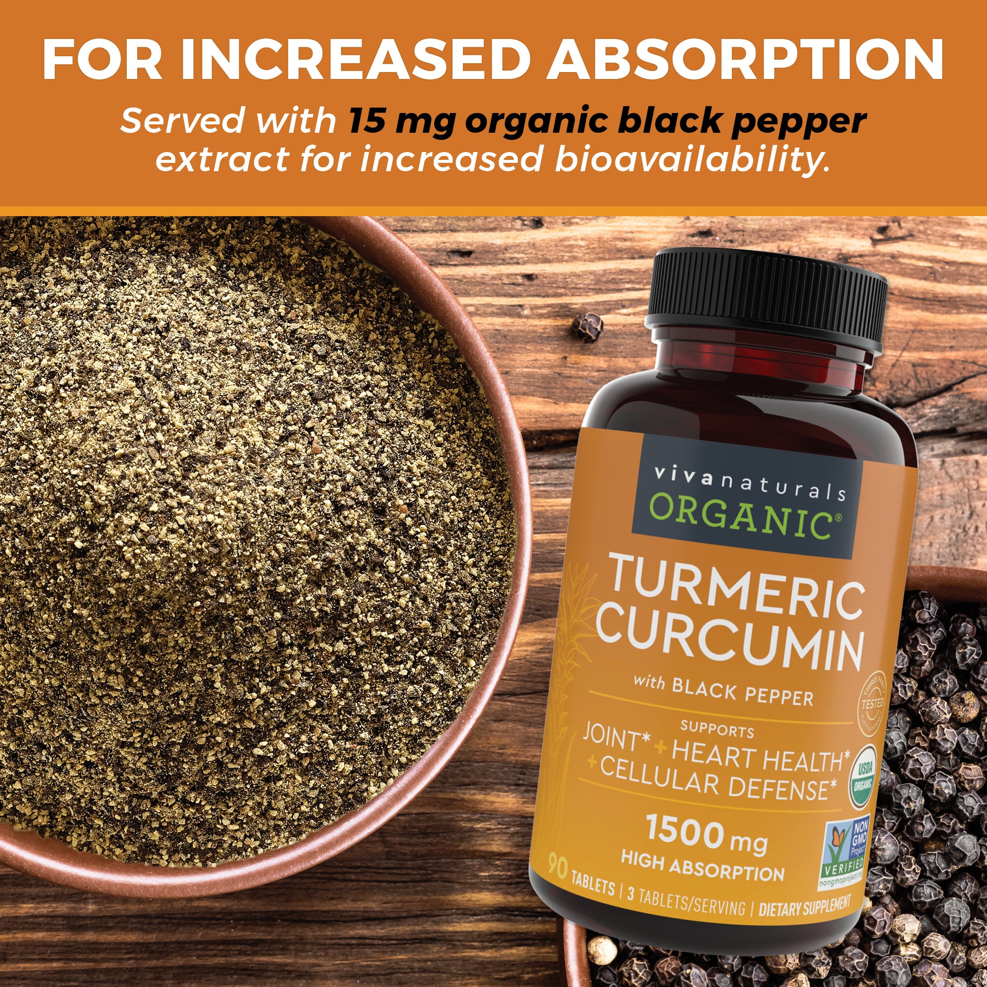 Organic Turmeric Curcumin Tablets – Healthy Joint Supplement* – Viva ...