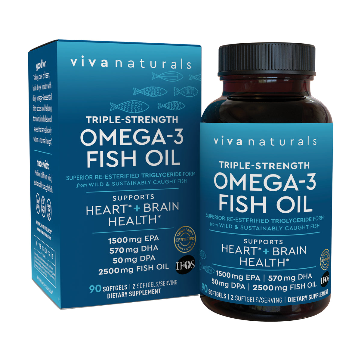 Viva Naturals Triple-Strength Fish Oil Omega 3 Supplement
