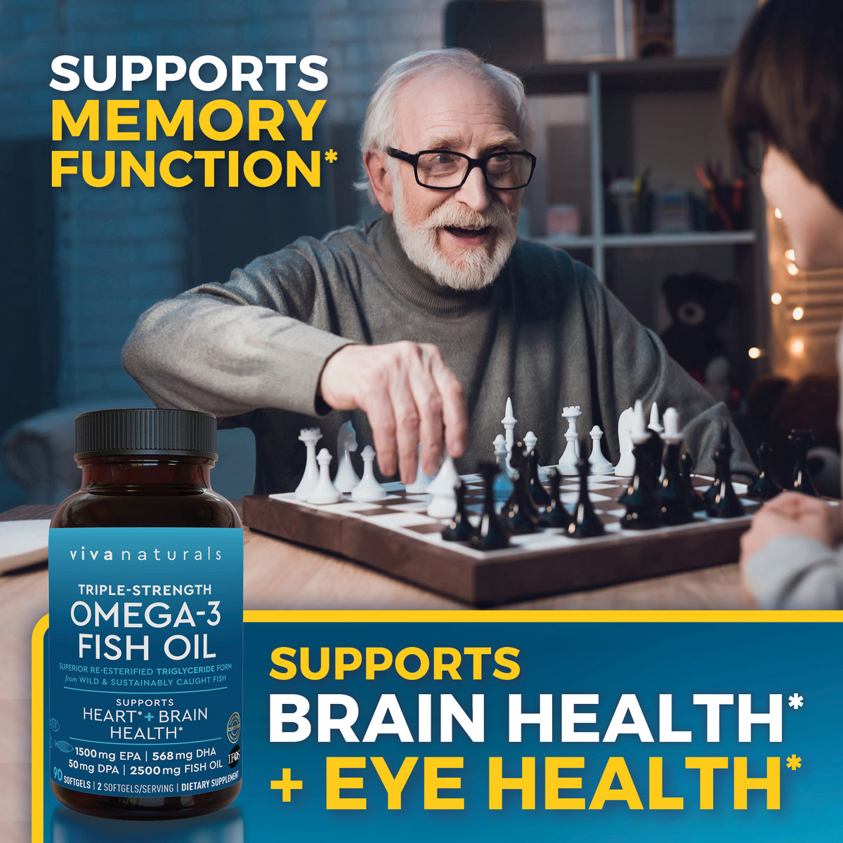 Viva Naturals Triple-Strength Fish Oil Omega 3 Supplement